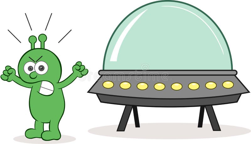 Alien Angry with Spaceship stock vector. Illustration of cute - 34320684