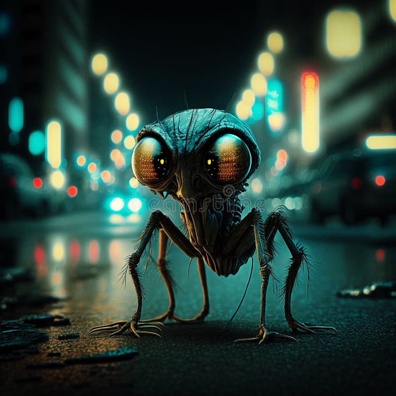 Alien Ant-like Monster Downtown Stock Illustration - Illustration of ...