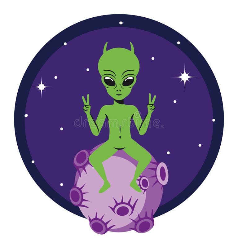 Alien on asteroid stock vector. Illustration of green - 318586165