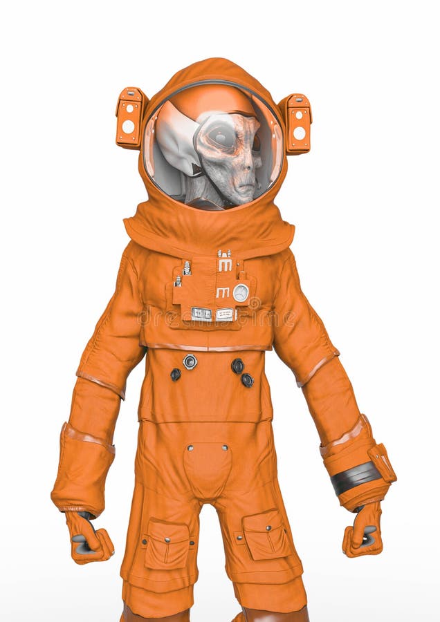 Alien Astronaut Side View Close Up with Copy Space Stock Illustration ...