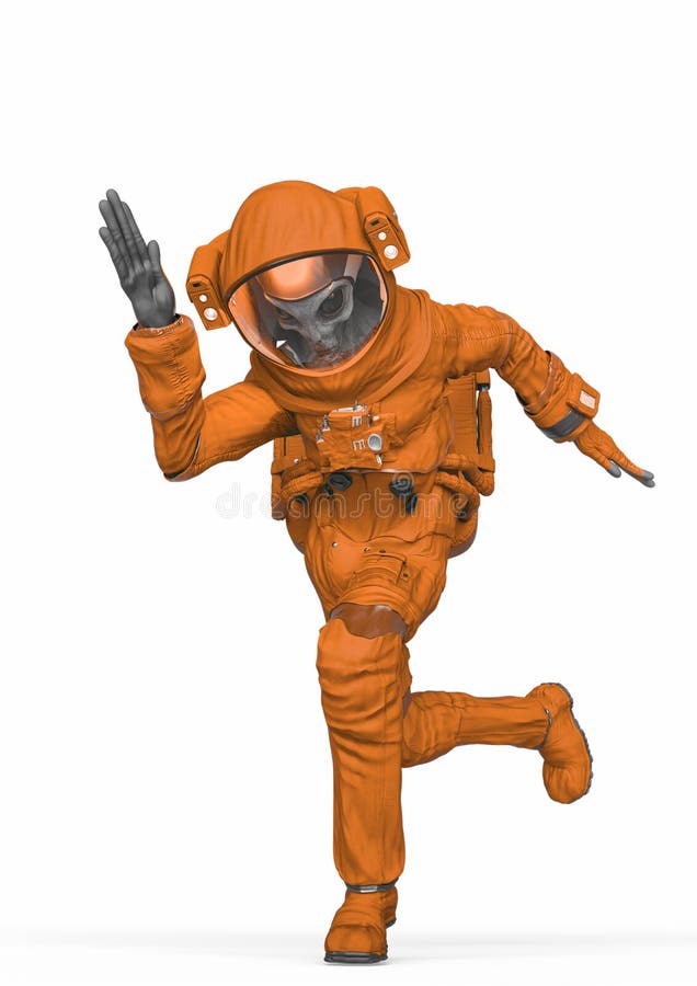 Alien Astronaut is Running Fast Stock Illustration - Illustration of ...