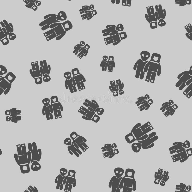 Alien with Astronaut Solid Seamless Pattern, Cosmos Theme. Vector ...