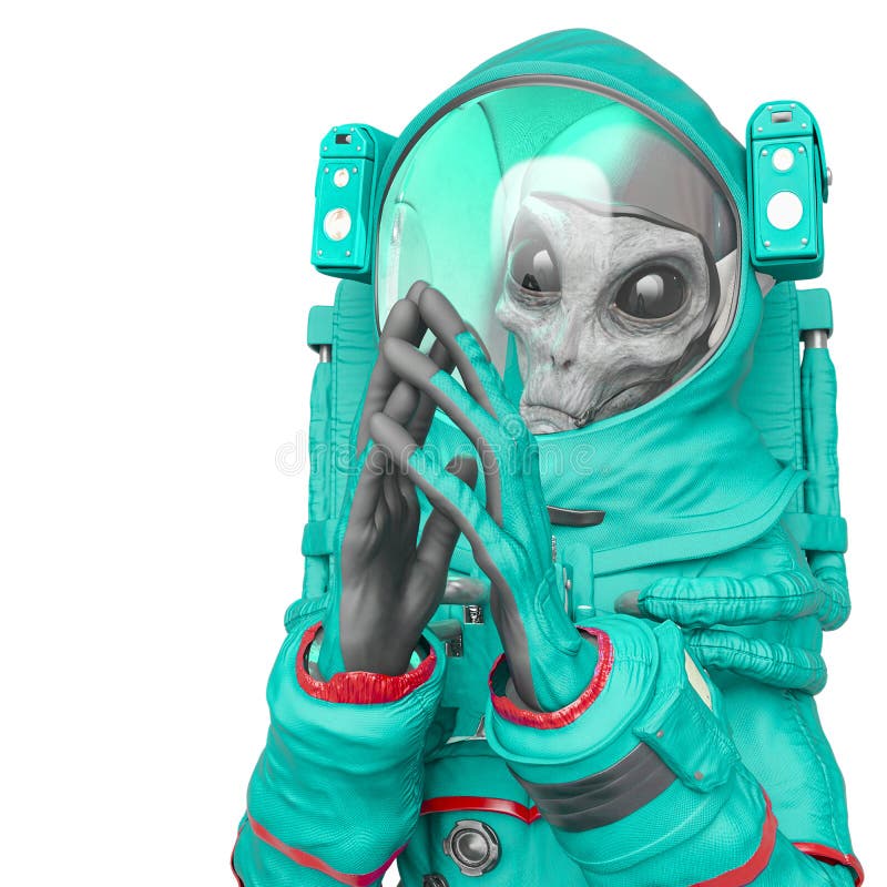 Alien Astronaut is Talking about Aliens Meme Pose Stock Illustration ...