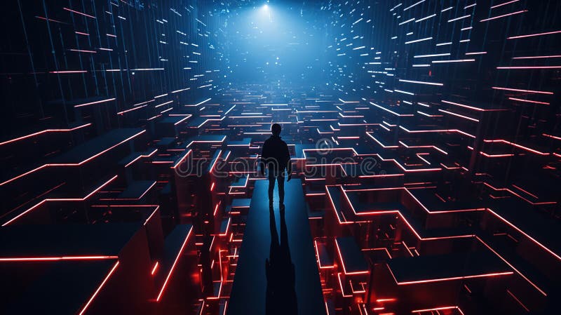 Alien Base Interior with Laser Labyrinth in 80s Sci-fi Action Style ...