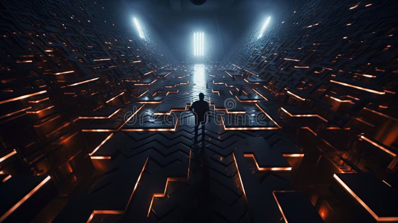 Alien Base Interior with Laser Labyrinth in 80s Sci-fi Action Style ...