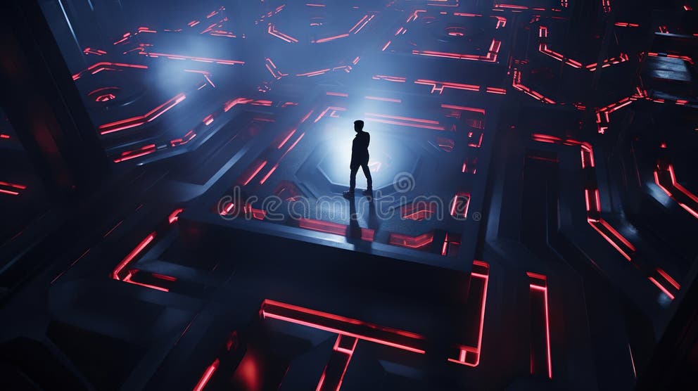 Alien Base Interior with Laser Labyrinth in 80s Sci-fi Action Style ...