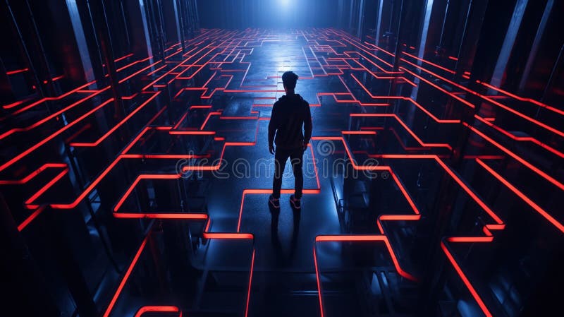 Alien Base Interior with Laser Labyrinth in 80s Sci-fi Action Style ...