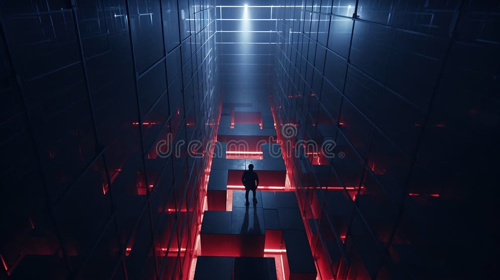 Alien Base Interior with Laser Labyrinth in 80s Sci-fi Action Style ...