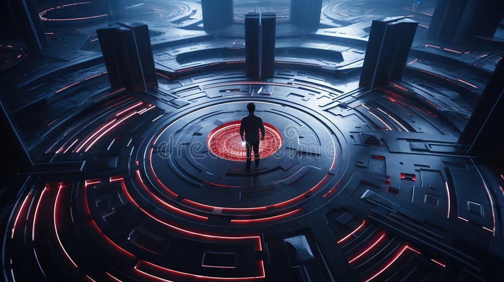 Alien Base Interior with Laser Labyrinth in 80s Sci-fi Action Style ...