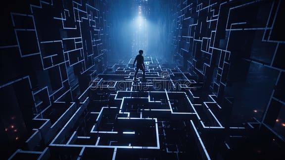 Alien Base Interior with Laser Labyrinth in 80s Sci-fi Action Style ...