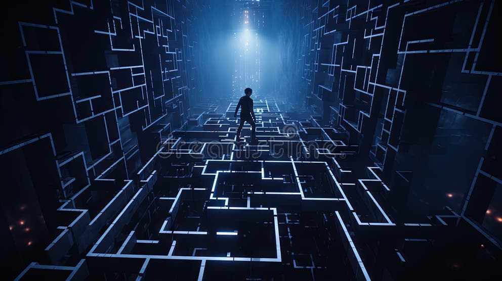 Alien Base Interior with Laser Labyrinth in 80s Sci-fi Action Style ...