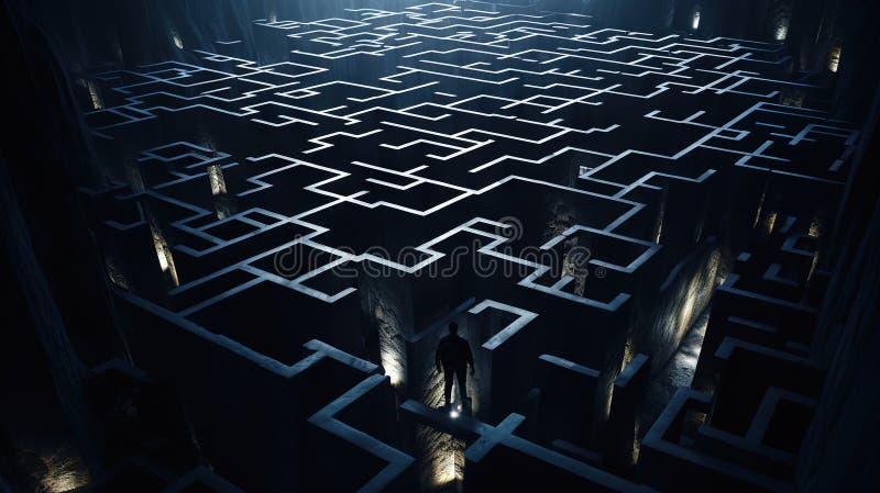 Alien Base Interior with Laser Labyrinth in 80s Sci-fi Action Style ...