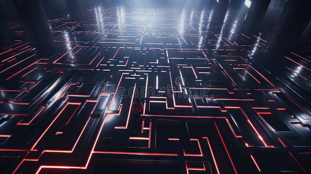 Alien Base Interior with Laser Labyrinth in 80s Sci-fi Action Style ...