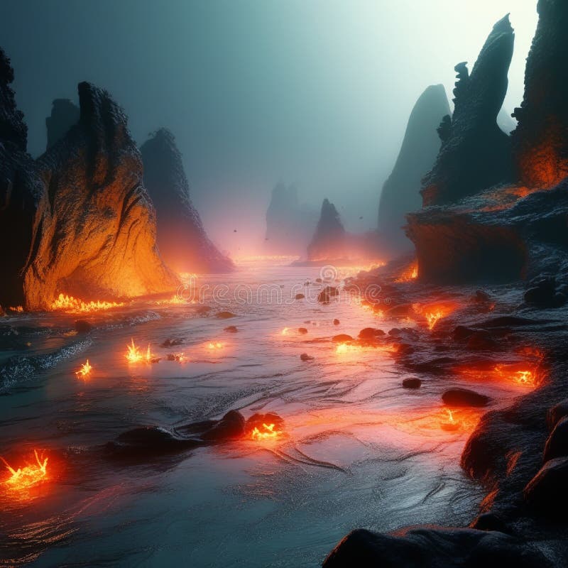 An Alien Beach with Phosphorescent Waves and Bizarre Rock Formations ...
