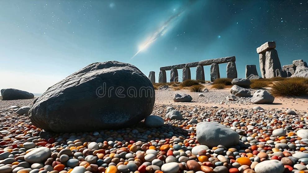 Alien Beach with Structures Stock Illustration - Illustration of ...
