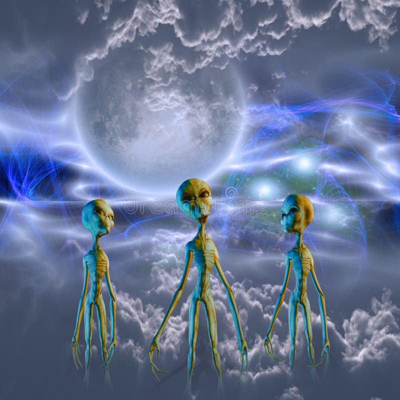 Alien Beings. 3D Rendering stock illustration. Illustration of alien ...