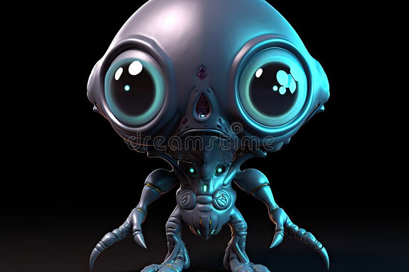 Alien Big Eyes Isolated 3D Character Game Design Stock Image - Image of ...