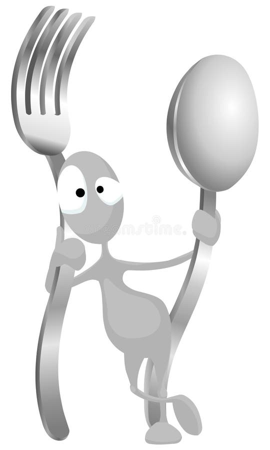 Alien with Big Spoon and a Fork. Stock Illustration - Illustration of ...