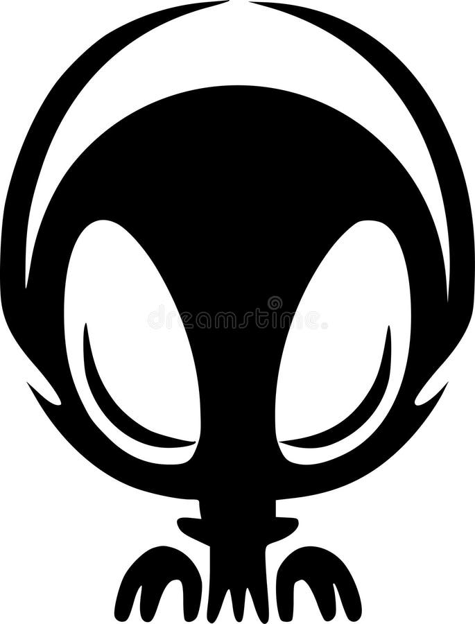Alien - Black and White Vector Illustration Stock Vector - Illustration ...