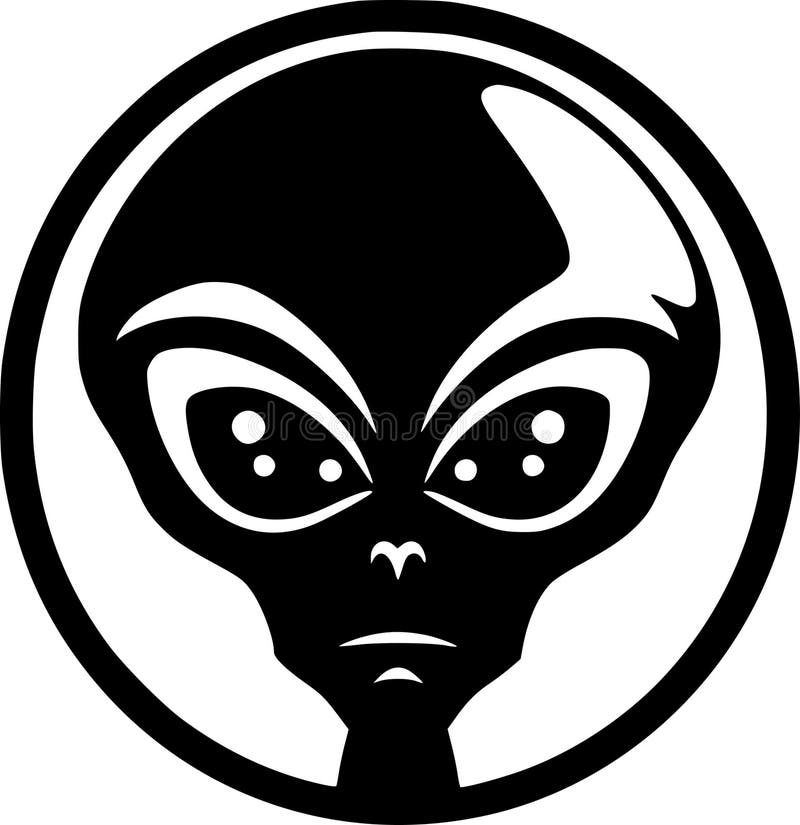 Alien - Black and White Vector Illustration Stock Vector - Illustration ...