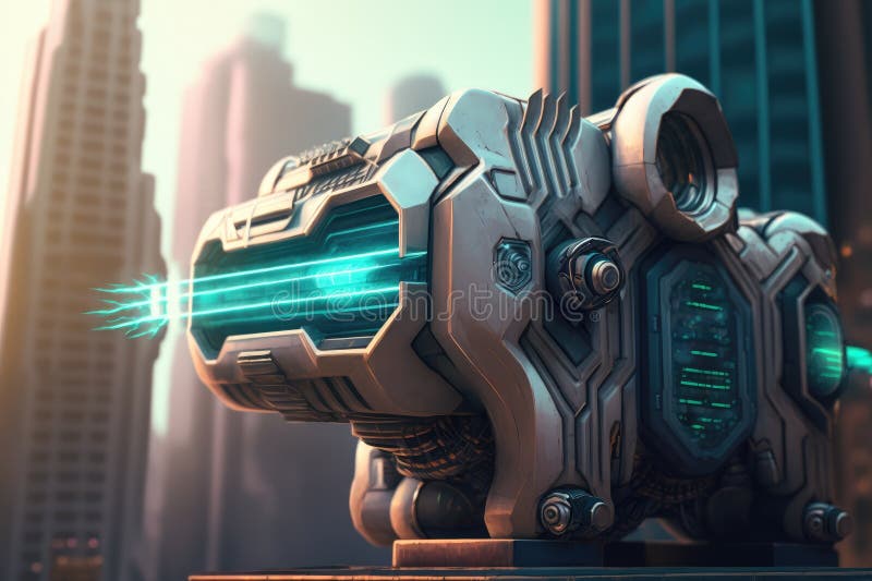 Alien Blaster in High-tech City, with Advanced Technology and ...