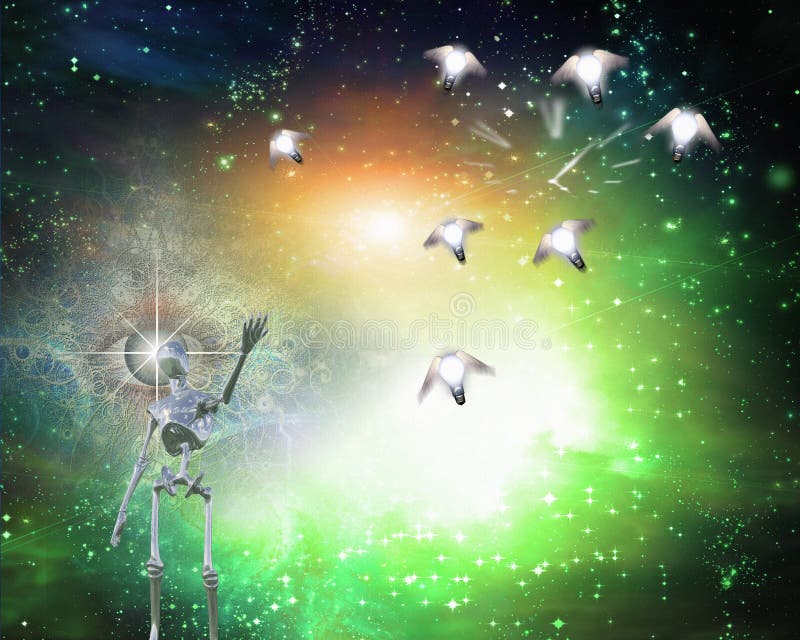 Alien Bringing Ideas in Universe Stock Illustration - Illustration of ...