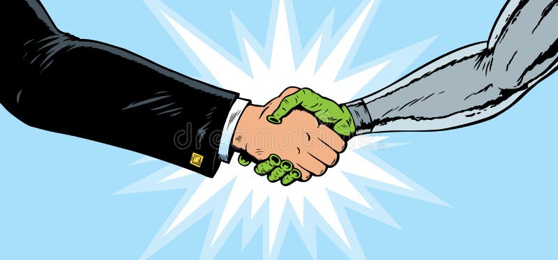 Alien Businessman Handshake Stock Vector - Illustration of comic, male ...