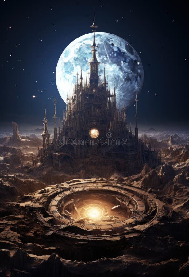 An Alien Castle in the Middle of a Desert, AI Stock Illustration ...