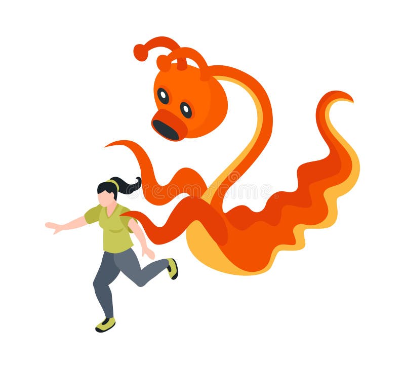 Alien Chasing Woman Composition Stock Vector - Illustration of ...