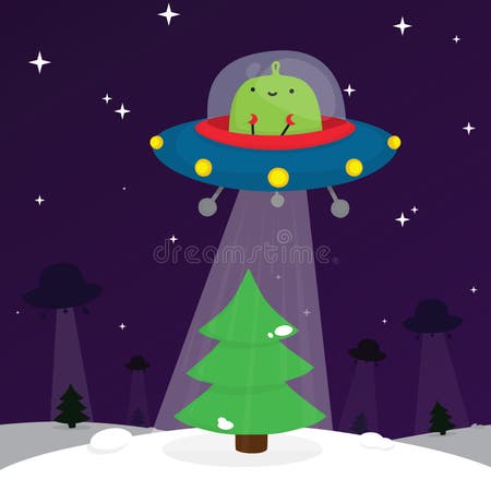 Alien and christmas tree stock vector. Illustration of invader - 47085862