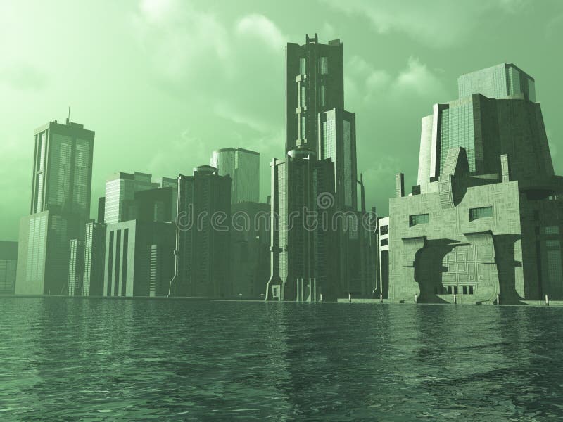 Alien City stock illustration. Illustration of drawing - 3345225