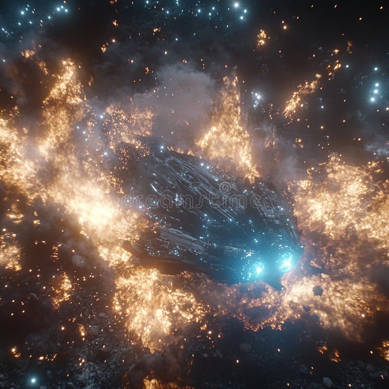 Alien City Built Entirely on Floating Platforms Stock Illustration ...