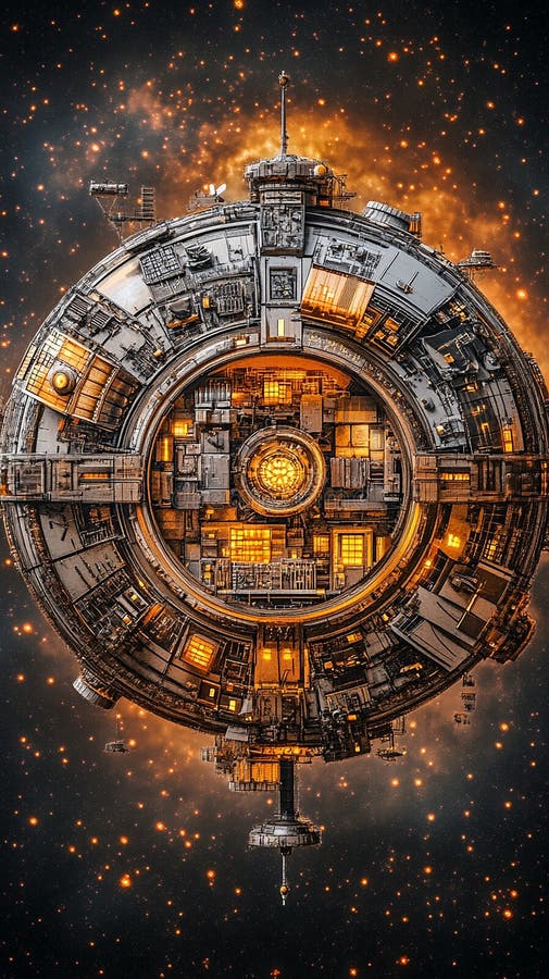 Alien City Built Entirely on Floating Platforms Stock Illustration ...