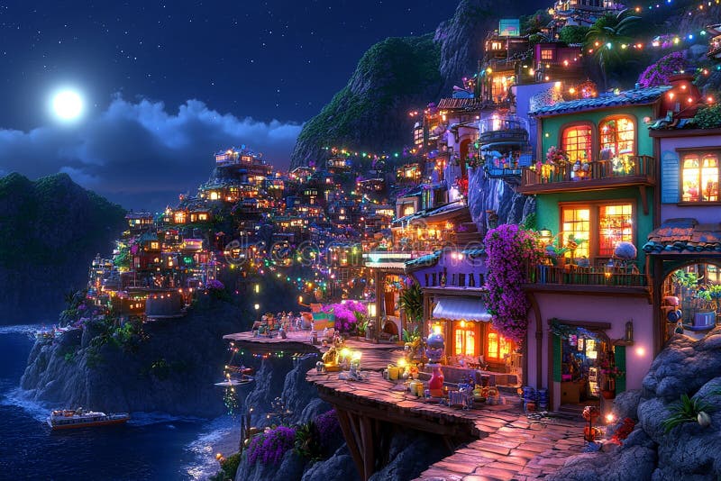 Alien City Built Entirely on Floating Platforms Stock Illustration ...