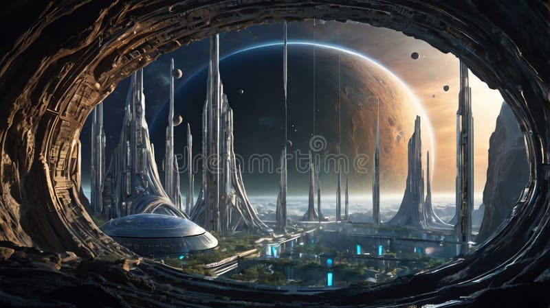 An Alien City Built Inside the Hollowed-out Core of a Distant Planet ...