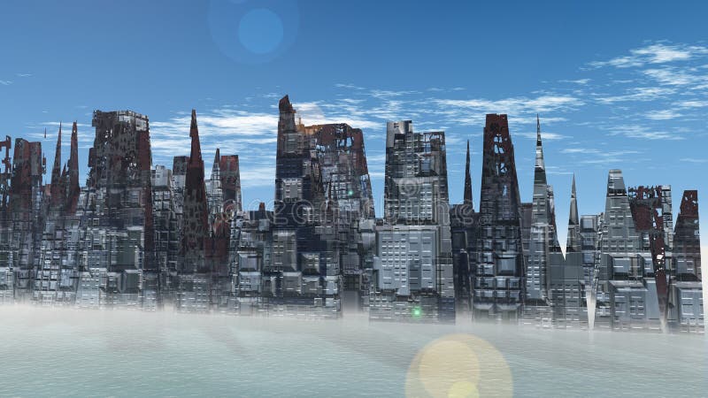Alien City - Fantasy Urban Structures 3d Render Stock Illustration ...