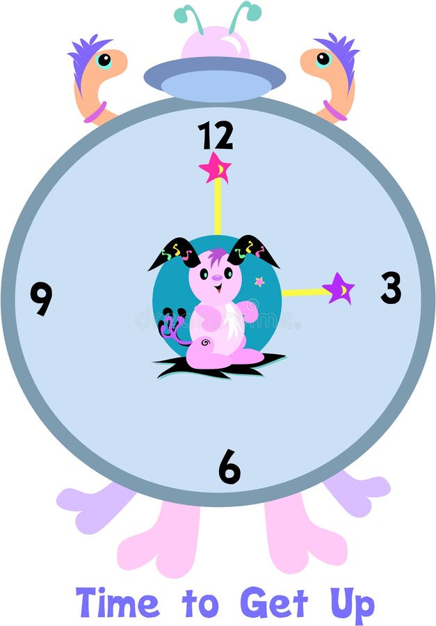 Alien Clock with Creatures and Spaceship Stock Vector - Illustration of ...