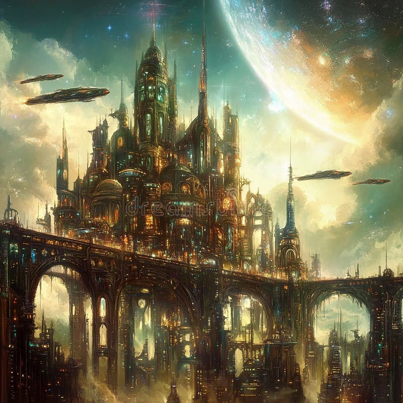 Alien Colony Built into the Cliffs of an Asteroid Stock Illustration ...