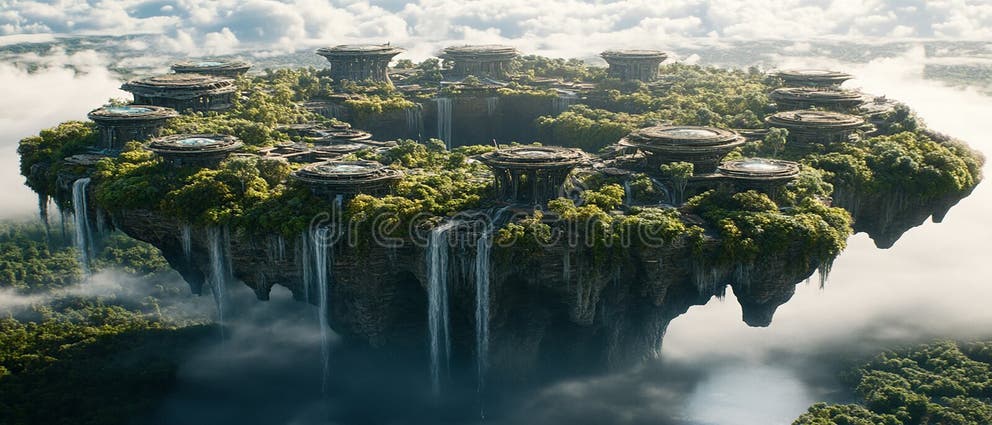 Alien Colony Built into the Cliffs of an Asteroid Stock Illustration ...