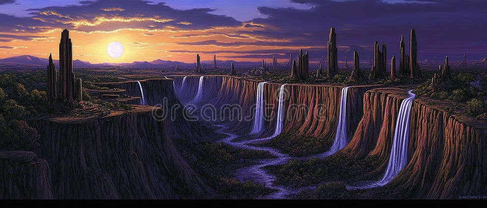 Alien Colony Built into the Cliffs of an Asteroid Stock Illustration ...