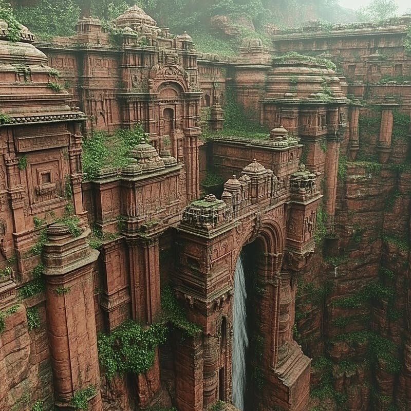 Alien Colony Built into the Cliffs of an Asteroid Stock Illustration ...