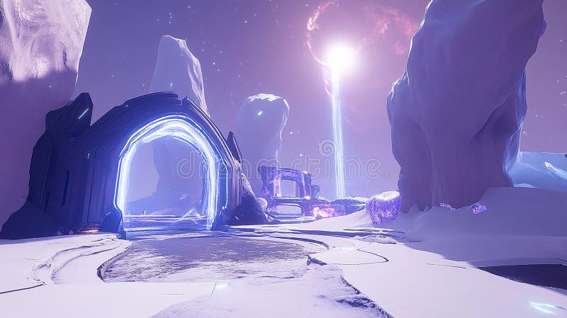 Alien Colony Built into the Cliffs of an Asteroid Stock Illustration ...