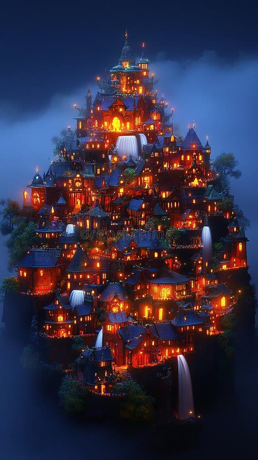 Alien Colony Built into the Cliffs of an Asteroid Stock Illustration ...