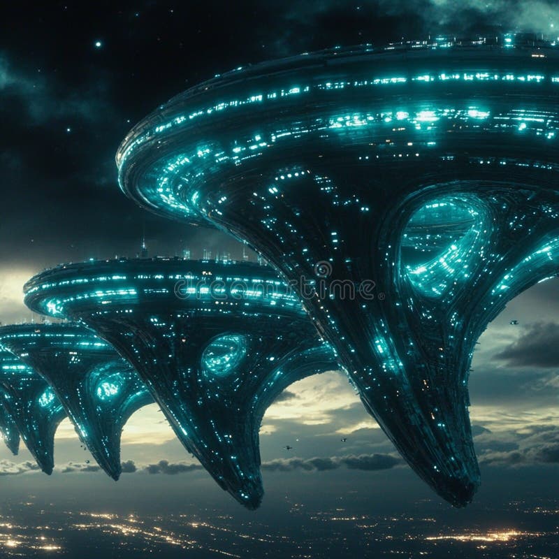 Alien Colony Built into the Cliffs of an Asteroid Stock Illustration ...