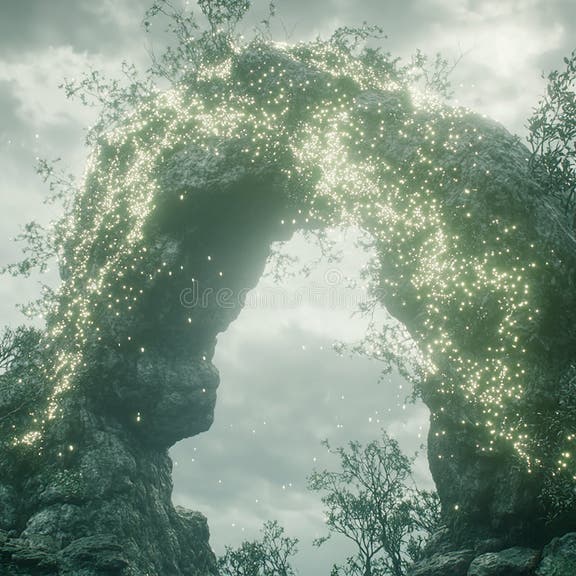 Alien Colony Built into the Cliffs of an Asteroid Stock Illustration ...