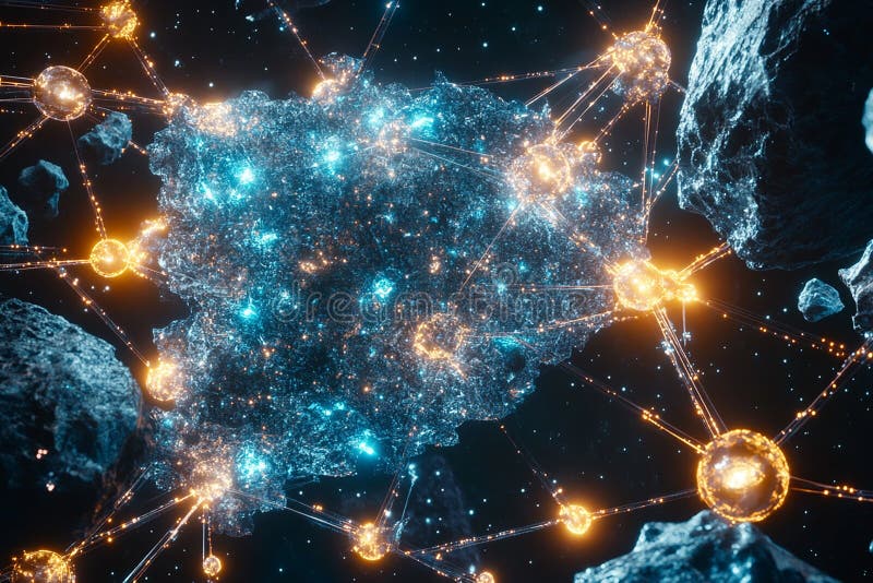 Alien Colony Built into the Cliffs of an Asteroid Stock Illustration ...