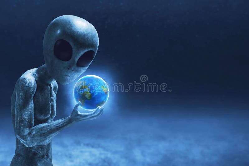 Alien Creature Hold Cardboard Sign Stock Photo - Image of earth ...