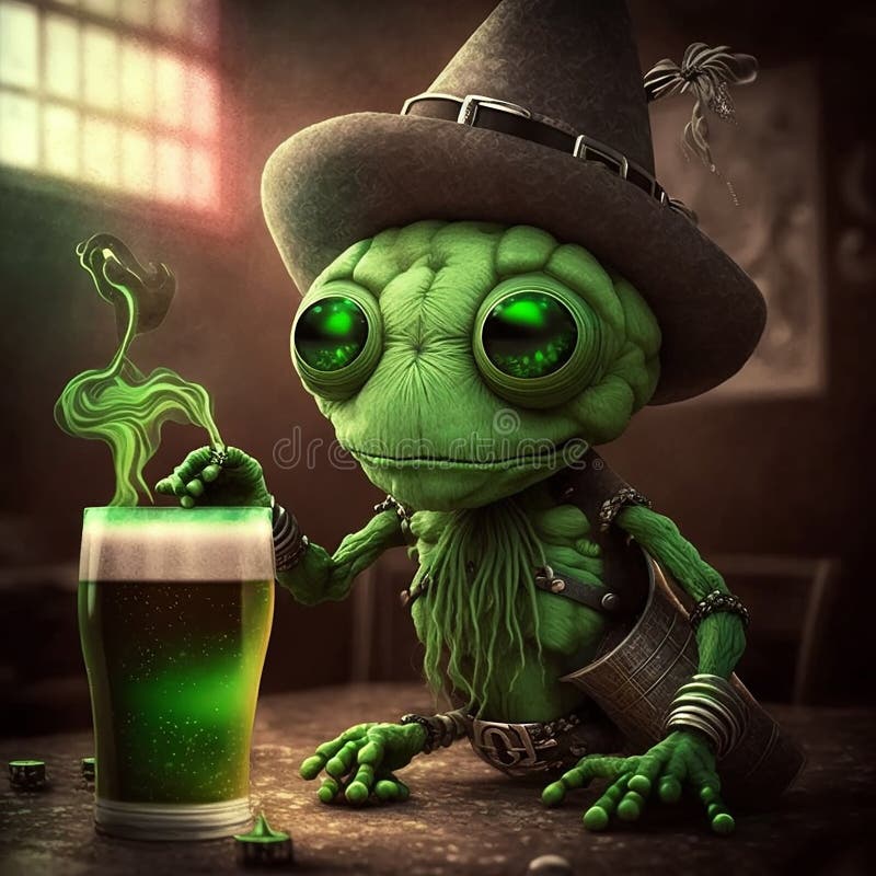 Alien Creature Celebrating St. Patrick S Day. Ai Generated. Stock ...