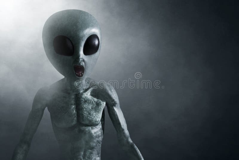 Alien Creature on Dark Backgrounds Stock Photo - Image of creature ...