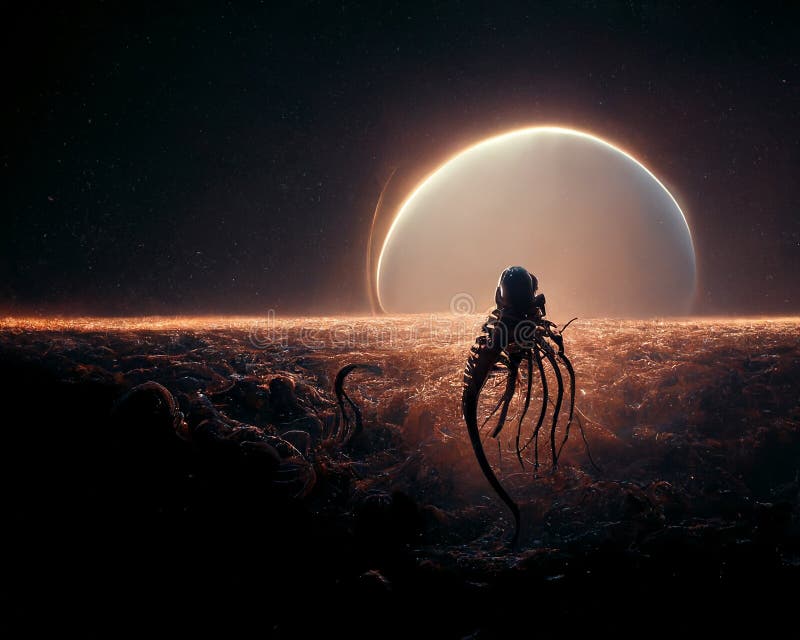 Alien Creature Flying Over the Clouds on Alien Planetary System ...